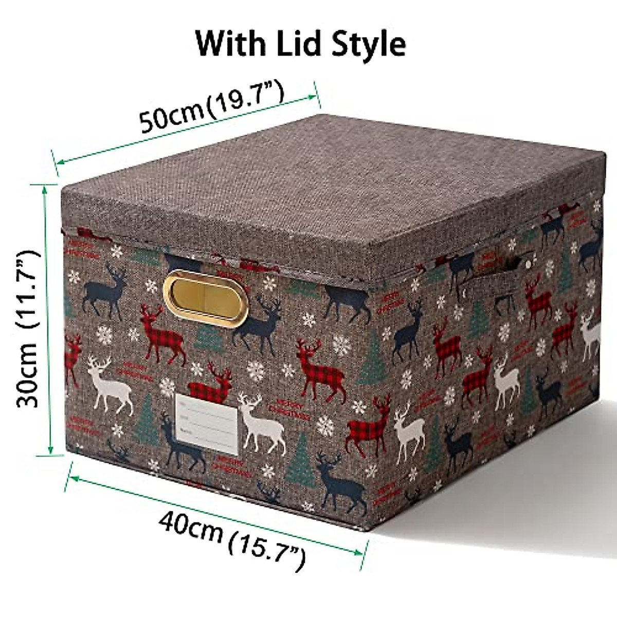 Nopuper Large Toy Box Storage Organizer with Lid,2 Packs, Foldable Shelf Storage Bins, Sturdy PP Interlayer,Hard Bottom and Sides, 20"*16"*12"