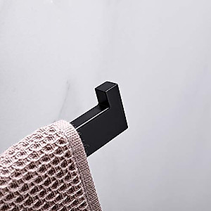 TASTOS Premium Stainless Steel Hand Towel Holder, Square Hand Towel Ring Heavy Duty Wall Mounted Modern Hand Towel Bar for Bathroom Kitchen, Matte Black