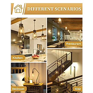 DORESshop Vintage LED Edison Bulbs,Non-Dimmable, 6W Warm Light Bulbs 60 Watt Equivalent,2700K Warm White, ST58 Antique LED Filament Bulbs,E26 Medium Base,Clear Glass,4 Pack