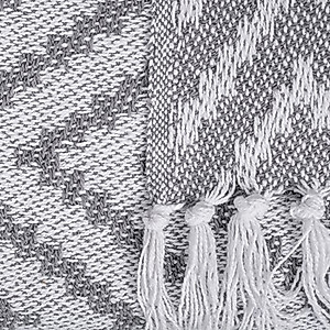 DII Rustic Farmhouse Throw Blanket with Decorative Tassles, Use for Chair, Couch, Bed, Picnic, Camping, Beach, & Just Staying Cozy at Home (50 x 60), Large Chevron Gray