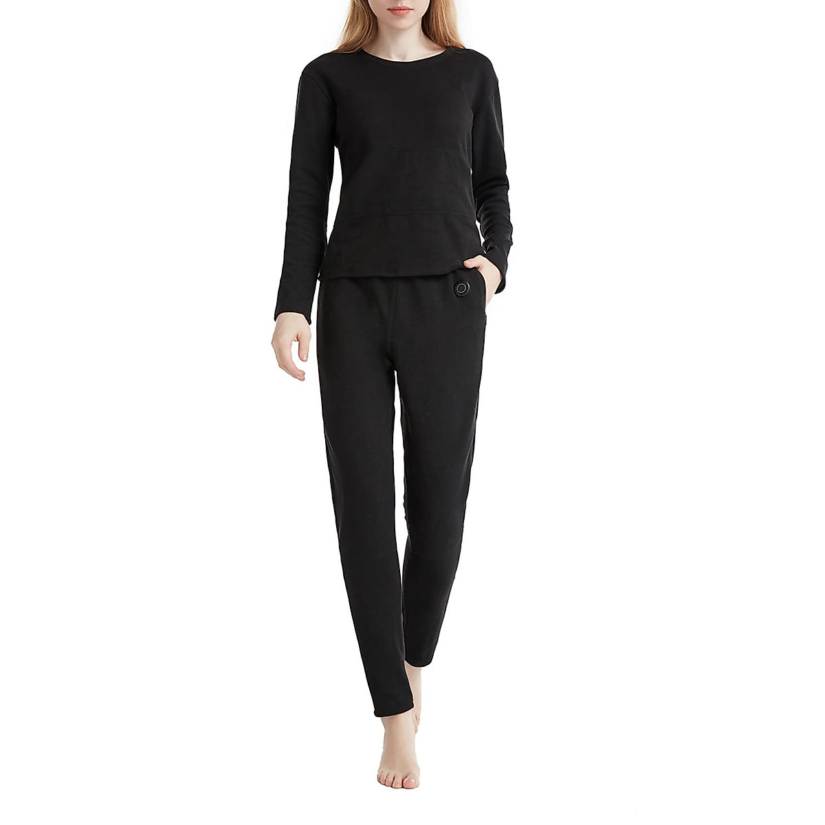 Electric Heated Thermal Underwear Set,Women Men USB Electric Heated Thermal Long Sleeve T Shirts Ultra-Soft Base Layer Warm Top Pants, Washable Heating Underwear Thermal Set Clothes