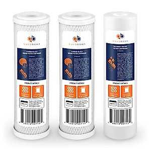 Aquaboon Universal 5 Micron 10 x 2.5 inch Cartridge, Replacement Filter Set with Sediment & Carbon Filters for Standard 10" Housings, Compatible: DWC30001, FXWTC, WHEF-WHWC, WHKF-WHWC, Pentek DGD, RFC
