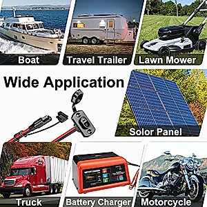 Depvko 2Pcs SAE Quick Connector Harness, 1FT 12AWG SAE Adapter Male Plug to Female Socket Cable, Waterproof SAE Extension Cord for Solar Panel Generator Battery Charger