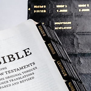 UPAFEXXI-Leather Bible Tabs, Bible Tabs for Women and Men(Gold Foil Lettering) Large Print Stickers, Easy to Read and Apply, 80 Chapters Labels for Easy Navigation(Black)