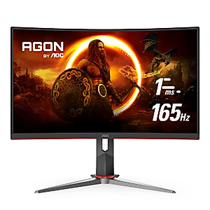 AOC CQ32G2S 31.5-inch QHD 2560 x 1440 Curved 1ms 165Hz FreeSync 3-Sided Frameless Design Gaming Monitor (Renewed)