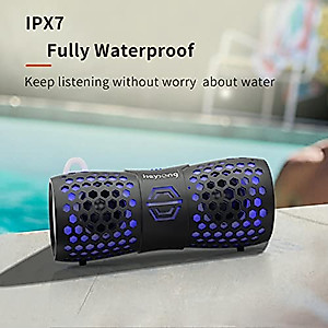 HEYSONG Portable Bluetooth Speaker, IPX7 Waterproof Wireless Speaker with LED Flashing Lights, Loud Sound & Bass, 2000mAh Battery, Travel Speakers for Pool, Beach, Kayak, Gifts for Men, Women