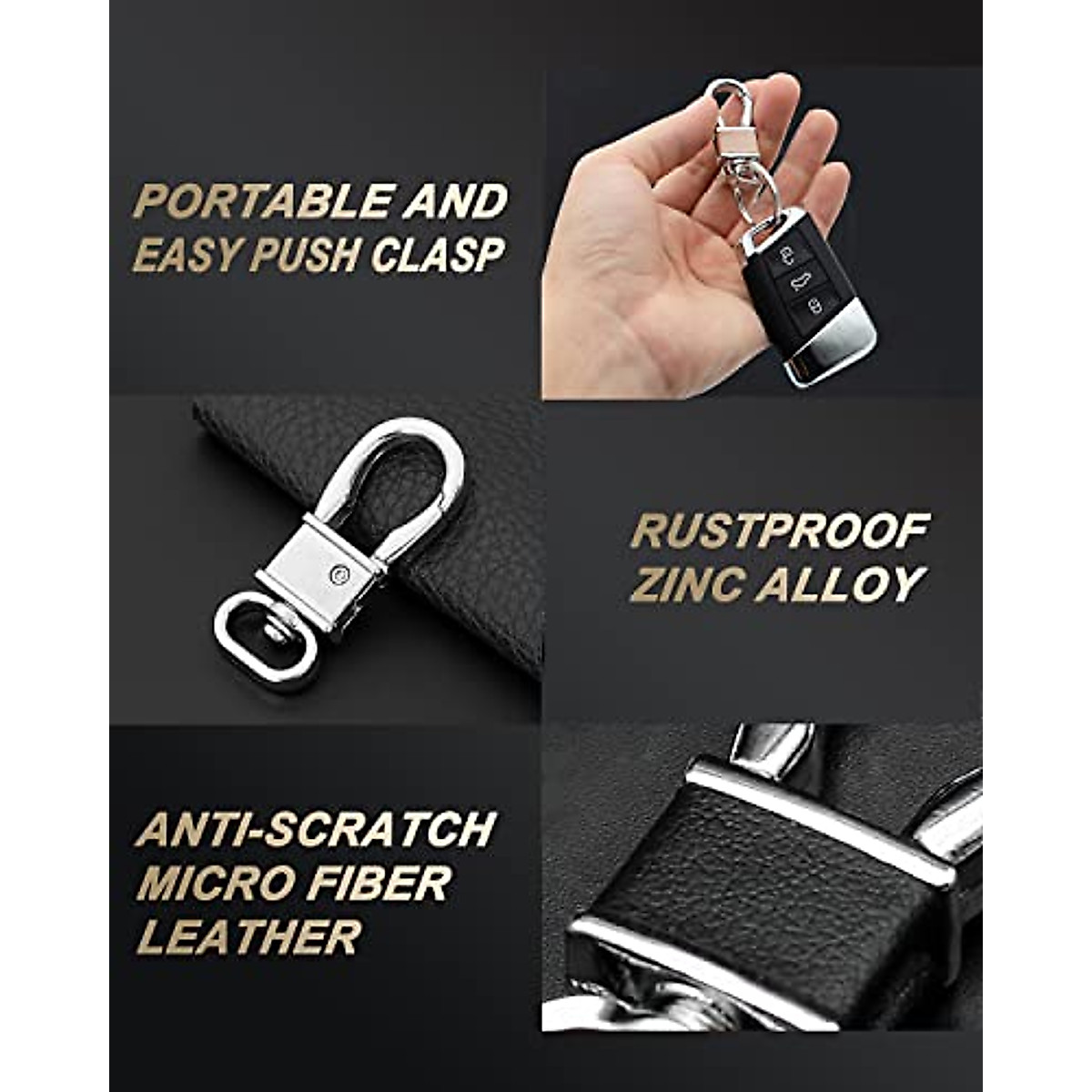 FEYOUN 4 Pack Metal Carabiner Keychain Key Clip Hook, 4 Key Rings Car Key Chain Clips Ring Holder Organizer for Men and Women, Car Accessories, Multi Color