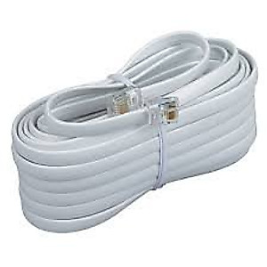 Bistras 25 Ft 4C Telephone Extension Cord Cable Line Wire, for Any Phone, Modem, Fax Machine, Answering Machine, Caller ID, White