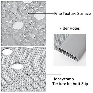 Webos Shower Mat Non Slip: Silicone Foldable no Suction Cups Bath Mats Machine Washable for Textured and Reglazed Shower Stall Safety Matt with Drain Holes Bathtub Mat (Grey, 21x21 Inches)