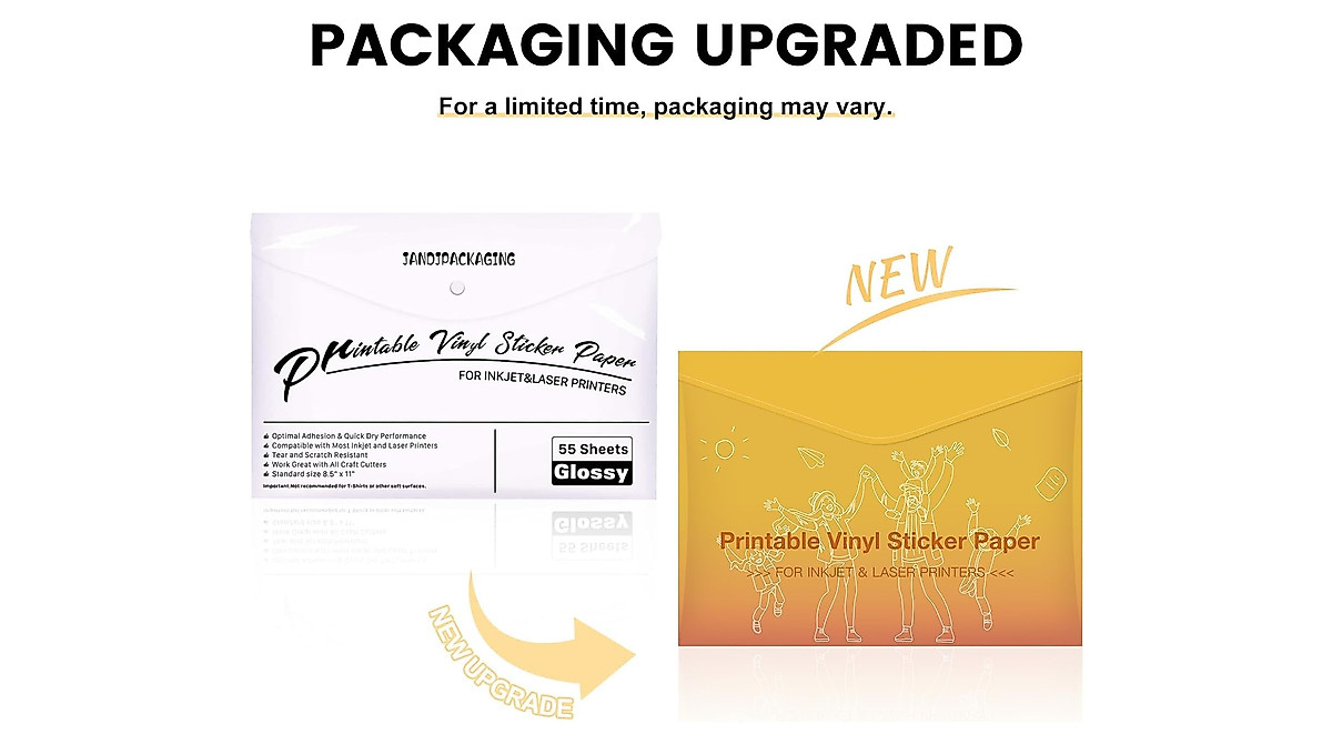 55 Glossy Waterproof Printable Vinyl for Inkjet/Laser