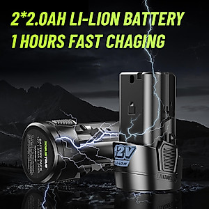 Robustrue 3/8" Cordless Ratchet Wrench, 6 inch Extended Ratchet Wrench, 40Ft-lbs 400RPM Cordless Ratchet, 2 Batteries Power Electric Ratchet Driver with Variable Speed, 7 Sockets, LED Light