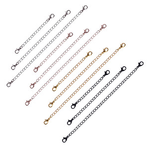 Paxuan 12pcs Stainless Steel Necklace Bracelet Anklet Chain Extender Chain Set Jewelry Extenders 2'' 4'' 6'' (12pcs)