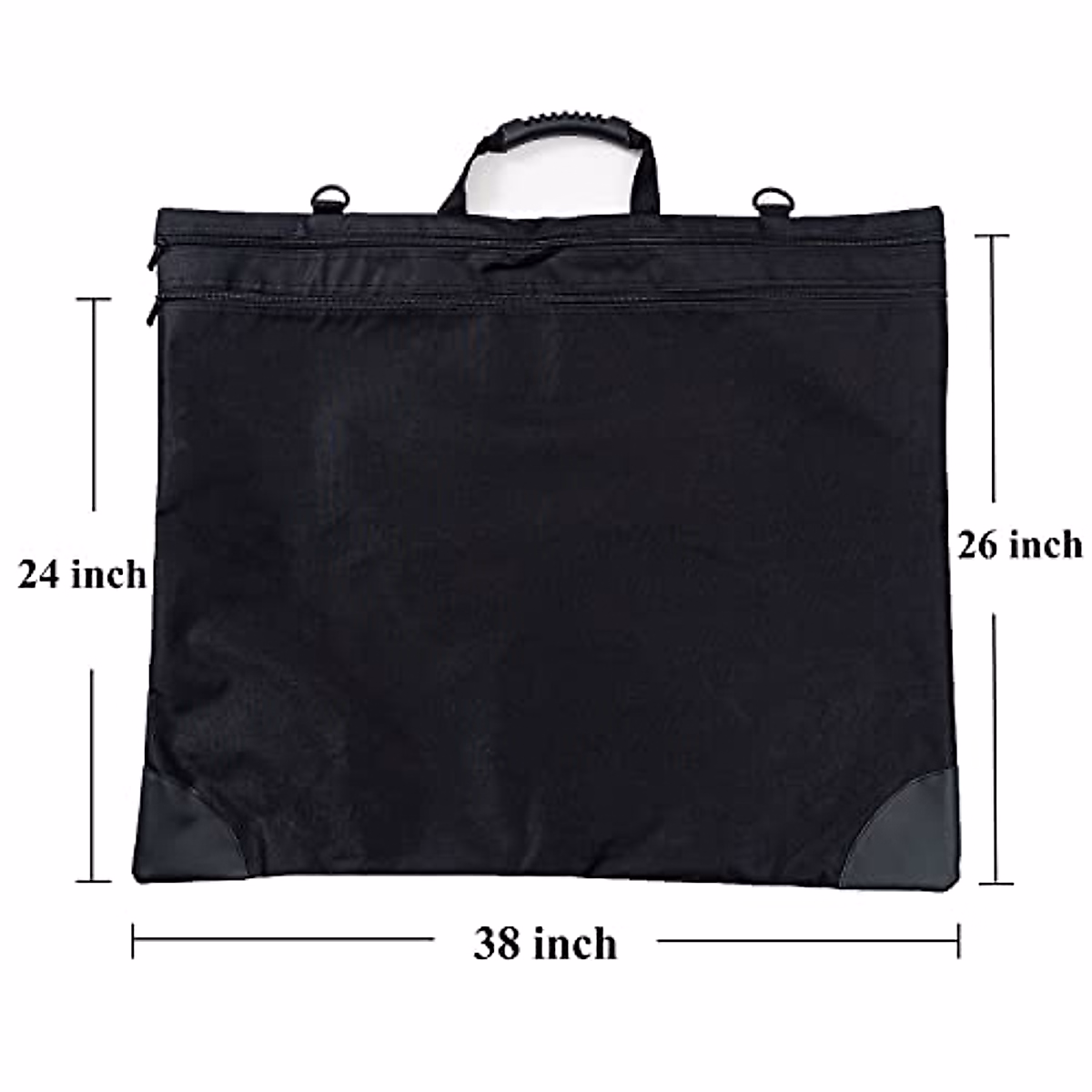 eageus Art Portfolio Case 26 x 38 inches, Waterproof Nylon Large Art Portfolio Bag Artist Canvas Carrying Bag with Soft-sided Shoulder Straps, Black Art Storage Folder for Artwork Organization