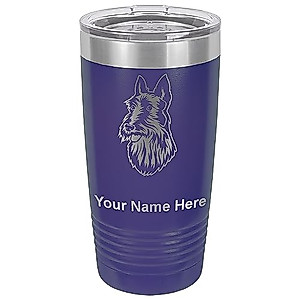 LaserGram 20oz Vacuum Insulated Tumbler Mug, Scottish Terrier, Personalized Engraving Included (Dark Purple)