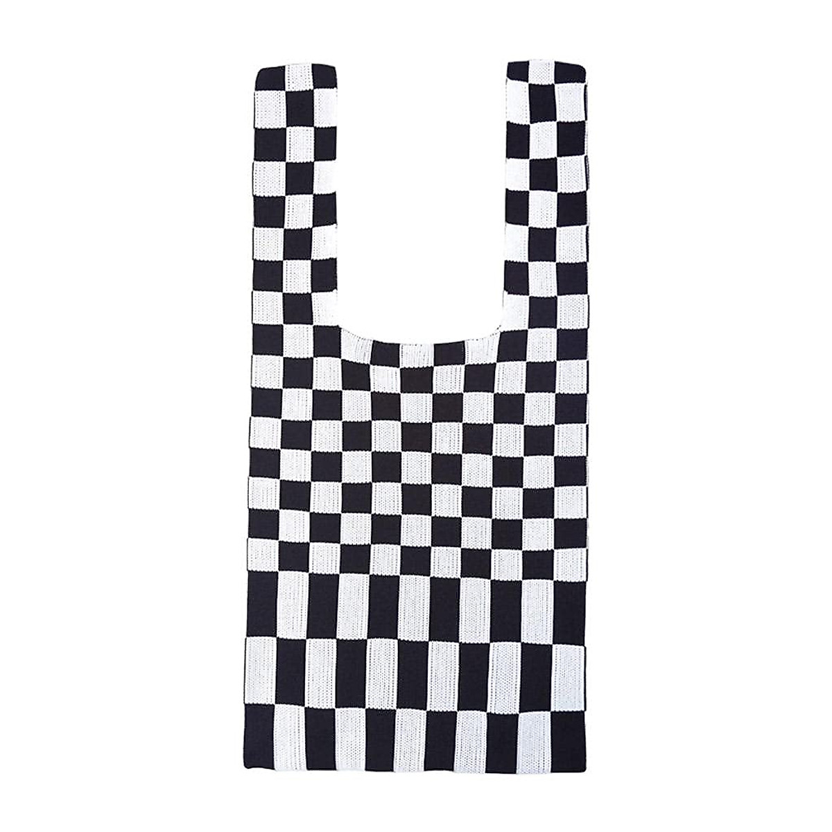 Colcolo Woven Big Bags women Shoulder Bags Soft Ladies Girl Handbags Casual Pattern Handbags, Black White