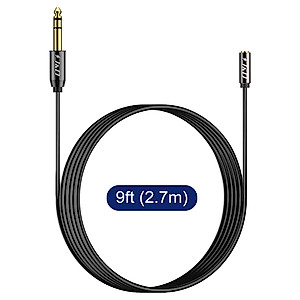 J&D 1/4 inch to 3.5mm Headphone Adapter, Gold Plated Copper Shell 3.5mm 1/8 inch Female TRS to 6.35mm 1/4 inch Male TRS Stereo Audio Cable for Guitar Amp, Amplifiers,headphones extension cable, 9 Feet