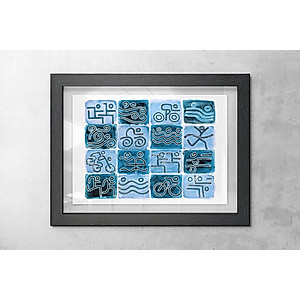 Blue Stamp triathlon V2 - Triathlon Art Print - Triathlon wall decor - Gift for Triathlete- Swim, Bike, Run Poster (14x11)