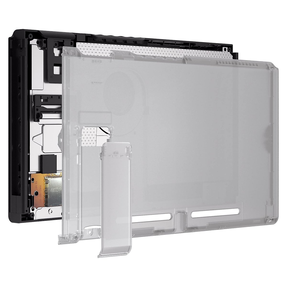 eXtremeRate Back Plate for Nintendo Switch Console, NS Joycon Housing Shell (D-Pad Version) with Colorful Buttons, DIY Replacement Shell for Nintendo Switch - Clear Black