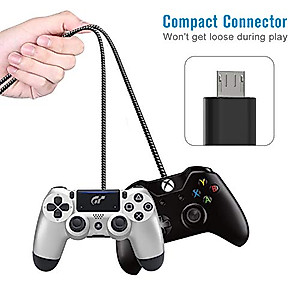 KOOWOD PS4 Controller Charger Charging Cable – 2 Pack 10FT Nylon Braided Micro USB 2.0 High Speed Data Sync Cord for Playstation 4, PS4 Slim/Pro, Xbox One S/X Controller, Android Phones (2 Pack)