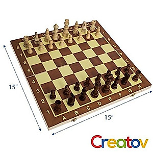 Creatov Chess Set - Chess Board Set for Adults Kids Chess Set Board Game Set Wood Chess Set with Chess Pieces Travel Chess Set