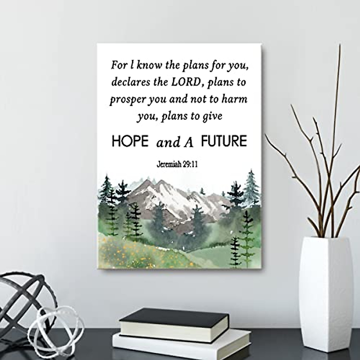 OTINGQD Hope And Future Jeremiah 29:11 Canvas Wall Art,Bible Verse Scripture Canvas Painting Prints for Christian Home Bedroom Office Church Religious Wall Decor