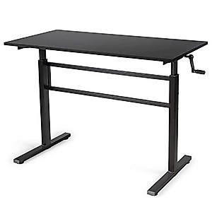 Tangkula Crank Adjustable Height Standing Desk, Manual Sit Stand Desk, Hand Crank Stand Up Desk Workstation for Home Office (Black)