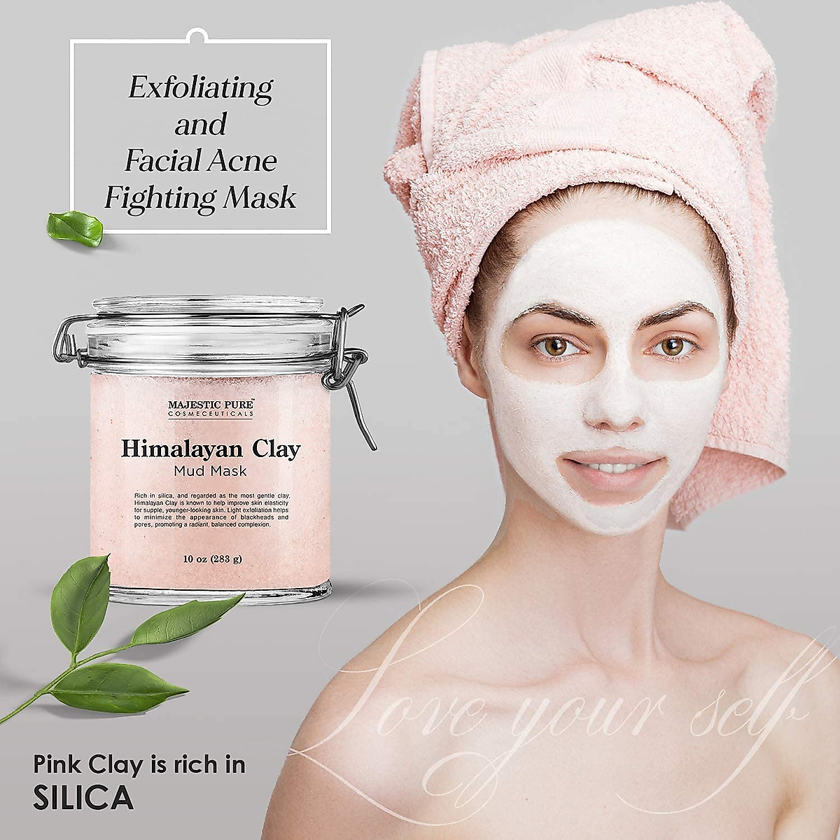 MAJESTIC PURE Dead Sea Mud Mask and Himalayan Clay Mask Bundle – Natural Skin and Face Care for Women and Men