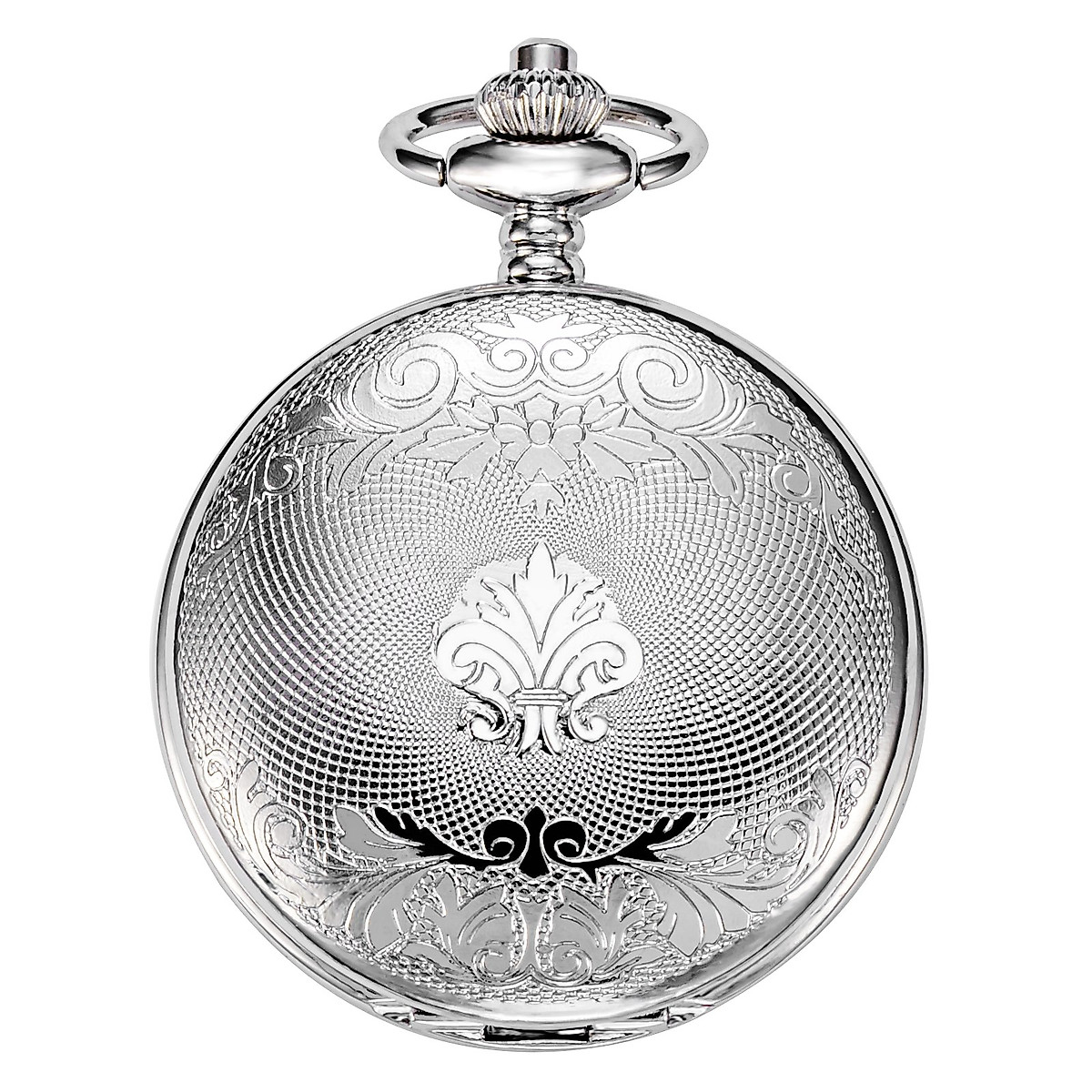 TREEWETO Antique Mens Pocket Watch Skeleton Mechanical Half Hunter Silver Case Roman Numerals