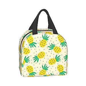 Algranben Pineapple Lunch Box for School Kids Girls Women Reusable Insulated Lunch Bag Washable Thermal for Picnic Office