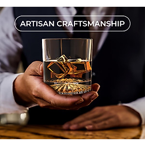 GLORAMA Old Fashioned Whiskey Glasses - Set of 4, 10oz Lead-Free Premium Crystal, Heavy Base Glass for Scotch, Bourbon, Whisky, Cocktails. Elegant Drinkware for Men’s Gifts & Home Bar Essentials