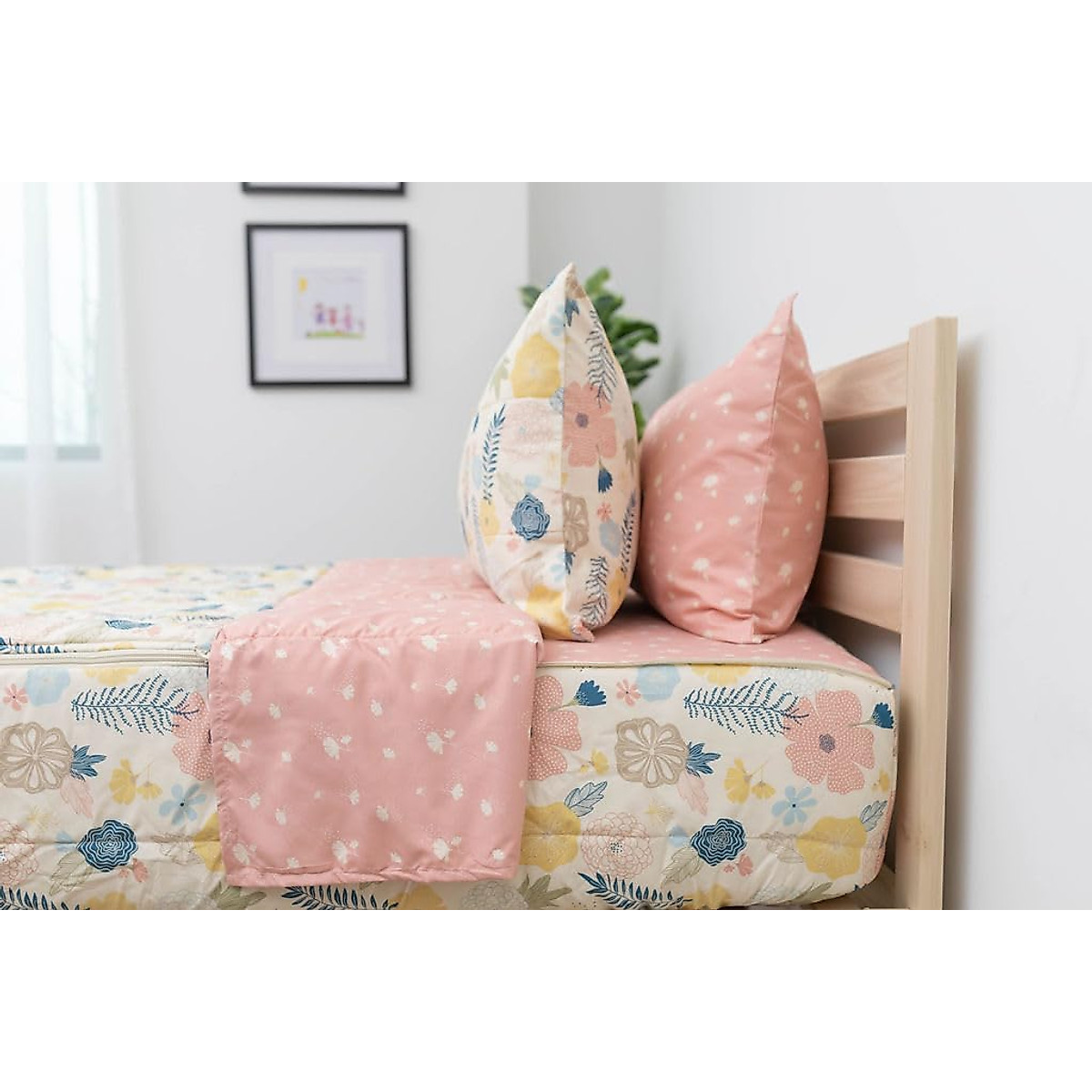 Beddy's Flower Blossoms Girls Durable Zipper Bedding, Bed in a Bag, Floral Sheets and Comforter, Easy to Make and Wash, Includes Pillowcase and Pillow Sham, Kids Zip Bedding, Super Soft All Season