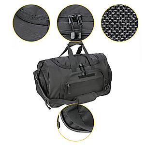 Greencity Gym Bag Travel Duffel Bag Sports Tote Tactical Army Weekender Work Out Bags for Women & Men Lightweight Waterproof Shoe Pocket,Black 21.2 Inch