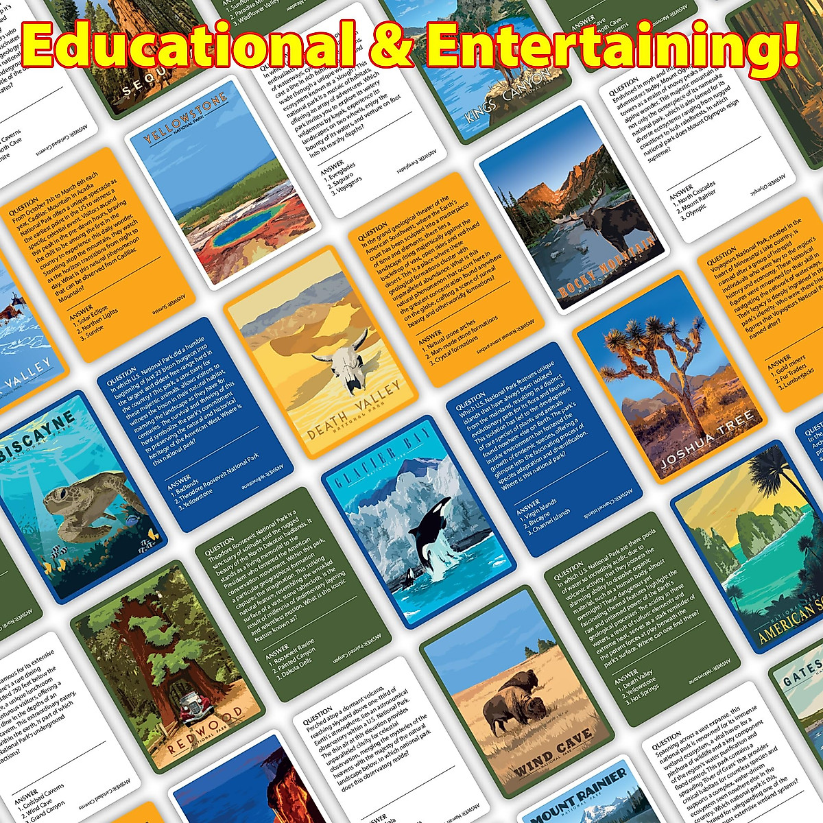 Funwares National Parks Pursuit Trivia Board Game Just Got Better - All 275 Trivia Questions Updated! Explore All 63 U.S. National Parks, Family Board Game for Kids, Teens and Adults, 2-6 Players