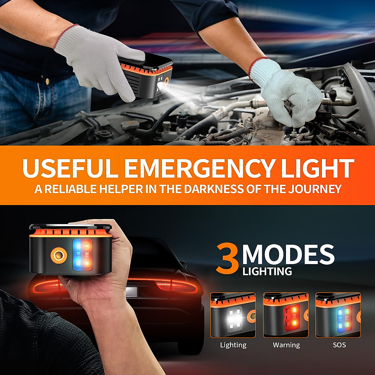 HIWORK 12V Air Compressor, Tire Inflator Portable Air Pump 150 PSI 12V DC Electric Inflator for Car Tires Bikes Balls Balloons and Other Inflatables with Digital Gauge and SOS Light