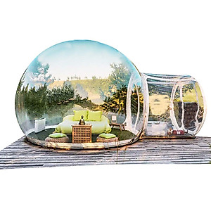 CNCEST Inflatable Bubble House, Waterproof Luxurious Transparent Outdoor Dome Single Tunnel Inflatable Bubble Tent with Blower for Camping, Music Festival, Stargazing (Transparent)