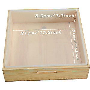 Large Soap Molds, 8L/282oz Rectangle Silicone Liner for 18 Bar Mold with Wooden Box and Lid,DIY Handmade Soap Making Tools