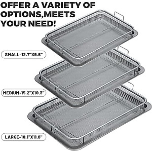 Air Fryer Basket For Oven 2 Set, 15.2 x 10.3 inch Stainless Steel Air Fryer Basket and Baking Sheet, with Non-stick Coating, For French Fried, Turky, Bacon, Chicken Wings