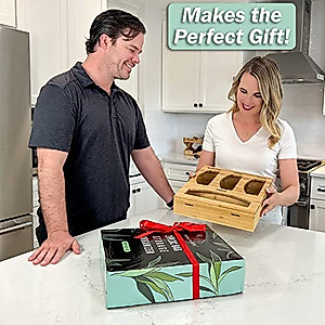 EIDEAL™ | Ziplock Bag Storage Organizer for Kitchen Drawer | Baggie Organizer | Ziploc Plastic Bag Storage | Space Saving Organization | Bamboo Organizer | Ziplock Bag Storage |