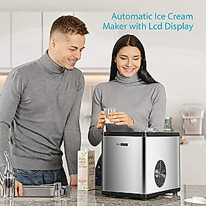 VIVOHOME 110V Electric 1.6 Quart Capacity Stainless Steel Automatic Ice Cream Maker Machine Coutertop with Compressor and LCD Display