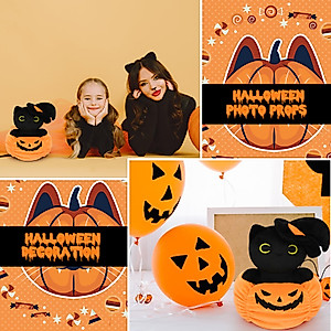 JIZWPOOM Black Cat Stuffed Animal, Pumpkin Black Cat Plushie Set, Cute Black Cat Plush Pillow Toys, Home Decoration Gift for Kids Adults Christmas