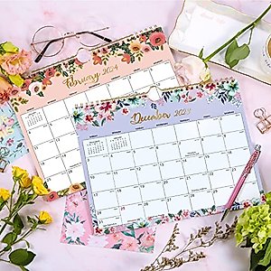 2023-2024 Wall Calendar - 18 Monthly Calendar 2023-2024, February 2023 - June 2024, 11" x 8.5", Twin-Wire Binding + Hanging Hook + Thick Paper + Unruled Blocks with Julian Dates - Floral