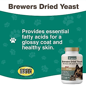 NaturVet Brewer’s Dried Yeast Pet Supplement with Garlic Flavoring – Includes B-Complex Vitamins, Omega-3, 6, & 9 Fatty Acids – Helps Support Glossy Coat, Healthy Skin for Dogs, Cats 500 Ct.