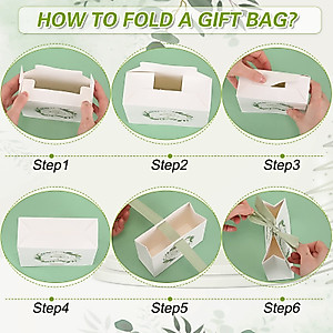 Teling 50 Pack Small Thank You Gift Bags 4.5 x 1.8 x 3.9 In Mini Thank You Favor Bags Bulk Small Paper Bags with Bow Ribbon Thank You Gift Wrap Bags for Birthday Baby Shower Wedding Party, Green