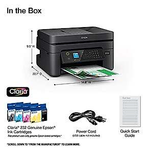 Epson Workforce WF-2930 Wireless All-in-One Printer with Scan, Copy, Fax, Auto Document Feeder, Automatic 2-Sided Printing and 1.4" Color Display,Black