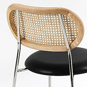 KEFFOR Dining Chair, Nordic Rattan Leisure Chair, Metal Dining Chair, Coffee Chair, Leisure Chair, Domestic Solid Wood Chair Design, Wrought Iron Dining Chair, Bearing 150kg(Color:Black)