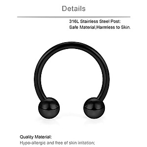 SCERRING 14G Nipple Rings Stainless Steel Nipplerings CZ Tongue Straight Barbell Rings Retainer Body Piercing Jewelry for Women 9/16Inch 12 Pairs Black