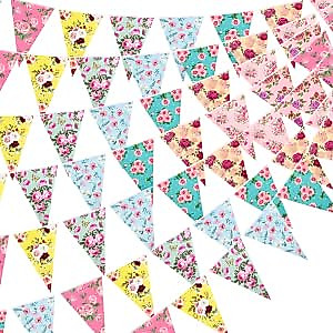 Floral Birthday Decorations Wildflower Garland Sign Tea Party Decor for Bridal Wedding Birthday Parties Baby Shower Home Outdoor Hanging Decor