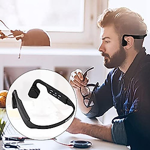 ASHATA Bone Conduction Headphones, Bluetooth 4.2 CVC Noise Cancelling Bone Conduction Outdoor Sports Stereo Earphone Headset for Walking, Hiking, Running(Black)