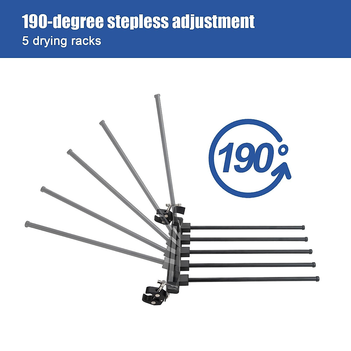 TomGoo Portable Aluminum Drying Rack, 5 Arms, for RVs, Campers, Trailers, Boats, Hotels, Homes
