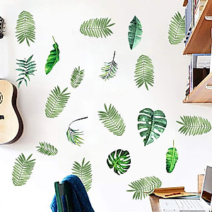 Finduat 96 Pcs Palm Leaf Wall Stickers Decals, Floor Decals, Classroom Home Party Decoration Removable Tropical Plants Tree Leaves Stickers for Kids Nursery Room Decor